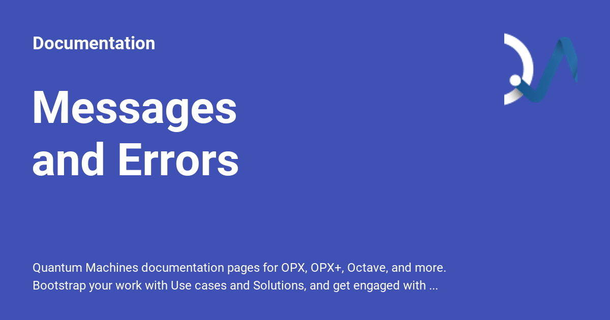 Messages and Errors - Documentation