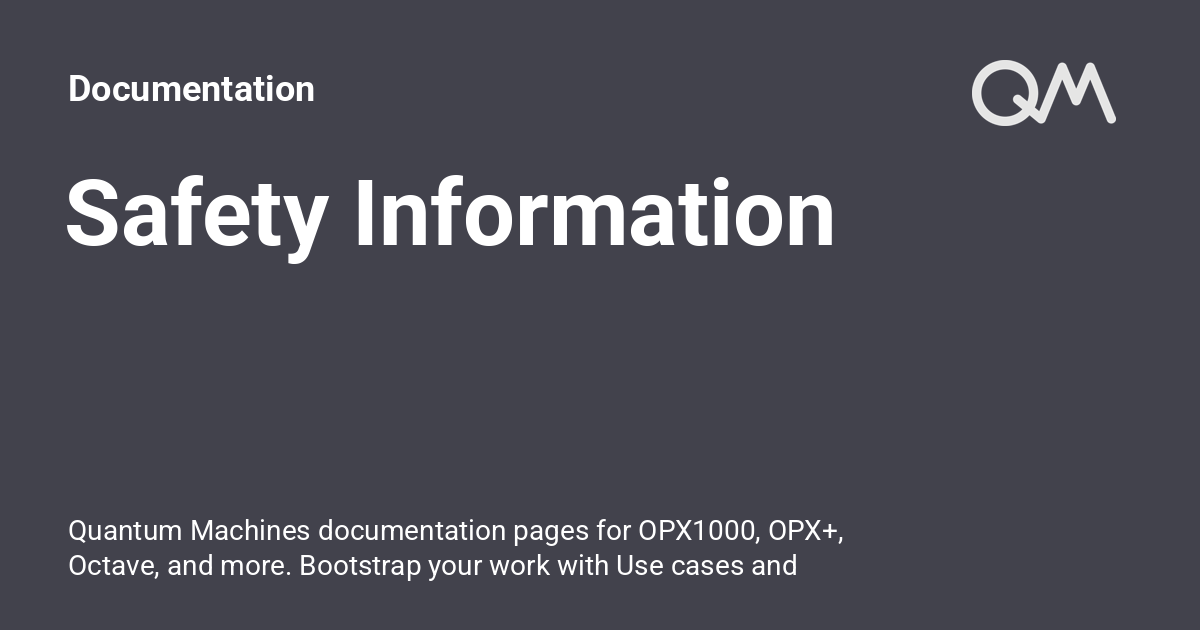 Safety Information - Documentation