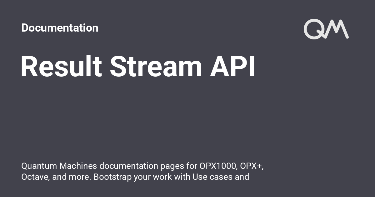 Result Stream API - Documentation