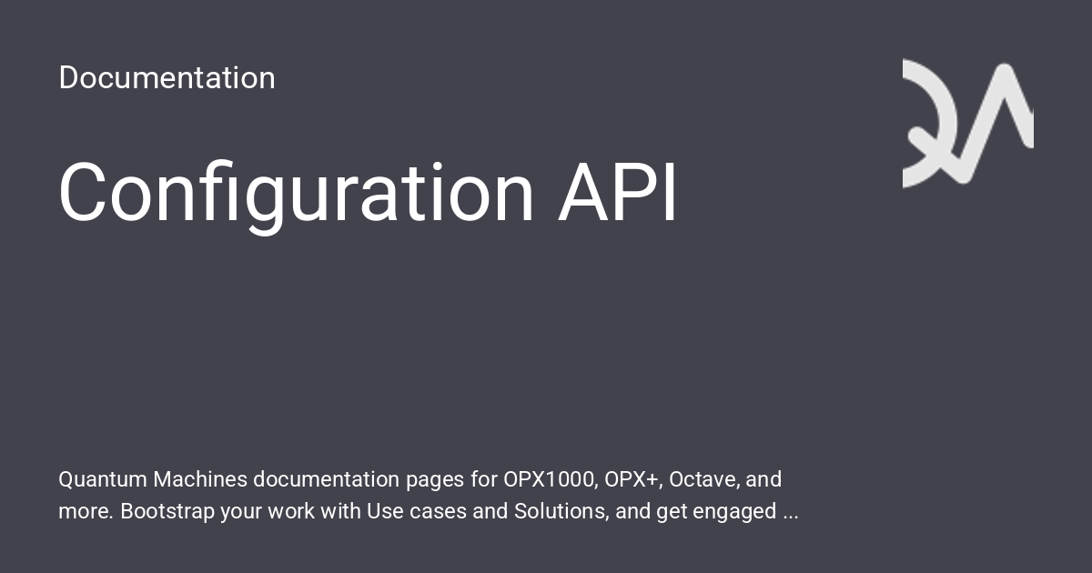 Configuration API - Documentation